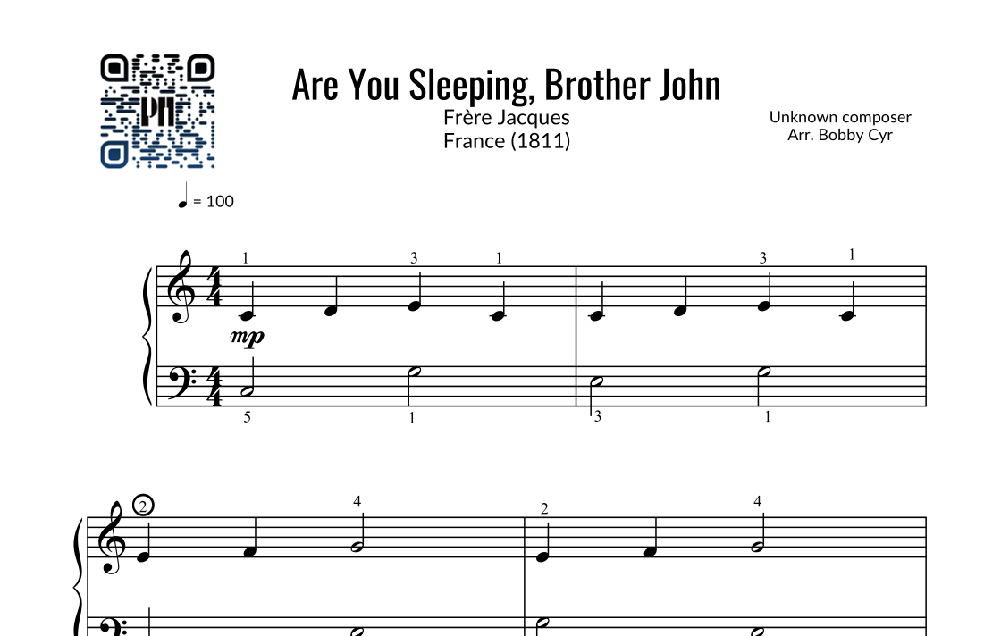 Are You Sleeping, Brother John (Easy Piano) (arr. Bobby Cyr - Piano ...