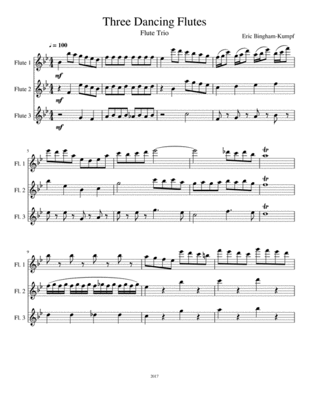 Three Dancing Flutes Sheet Music | Eric Bingham-Kumpf | Woodwind Ensemble