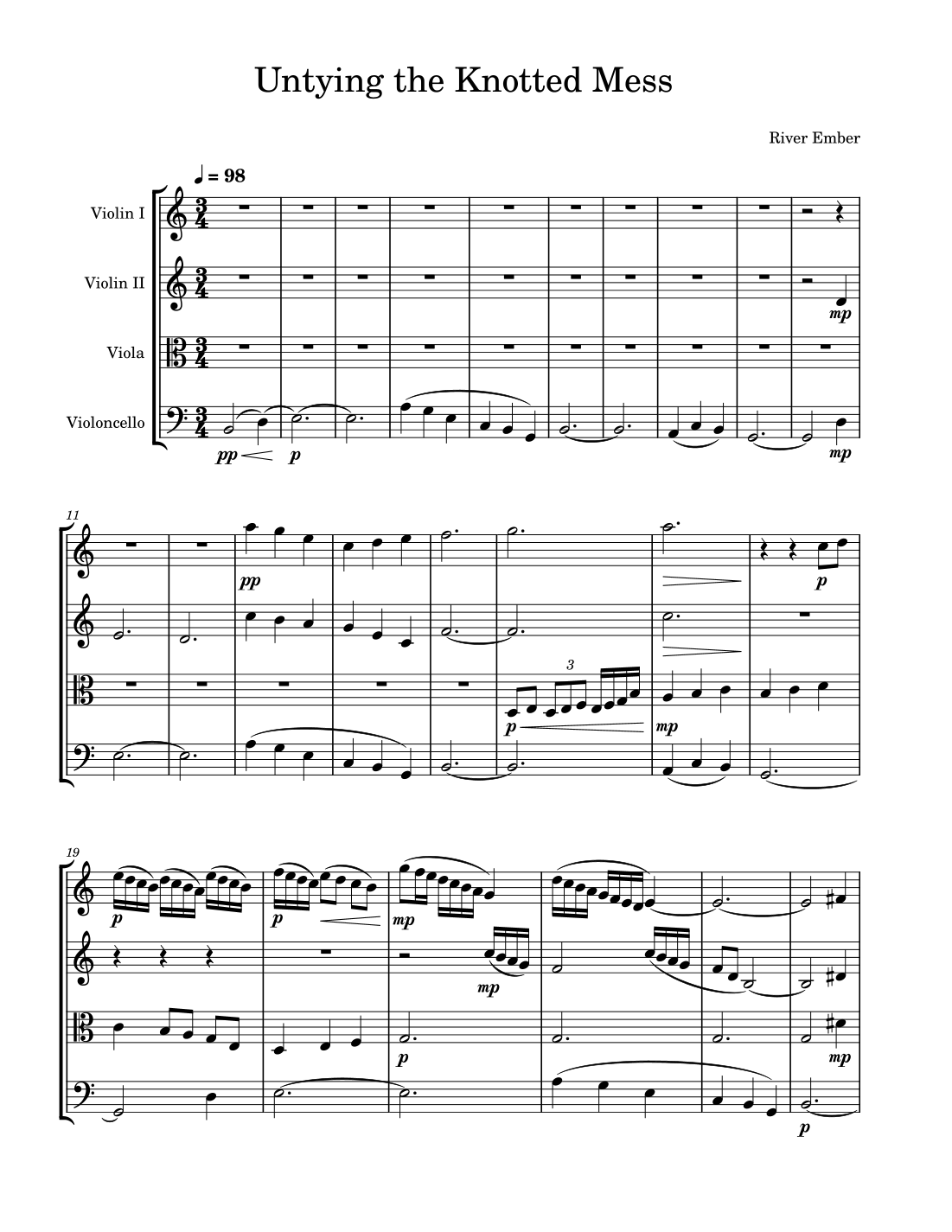Untying the Knotted Mess by River Ember Sheet Music for String Quartet ...
