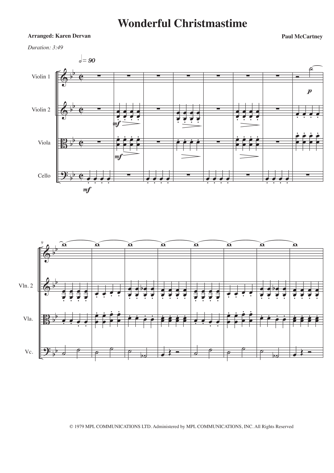 Wonderful Christmastime (arr. Karen Dervan) by Paul McCartney Sheet ...
