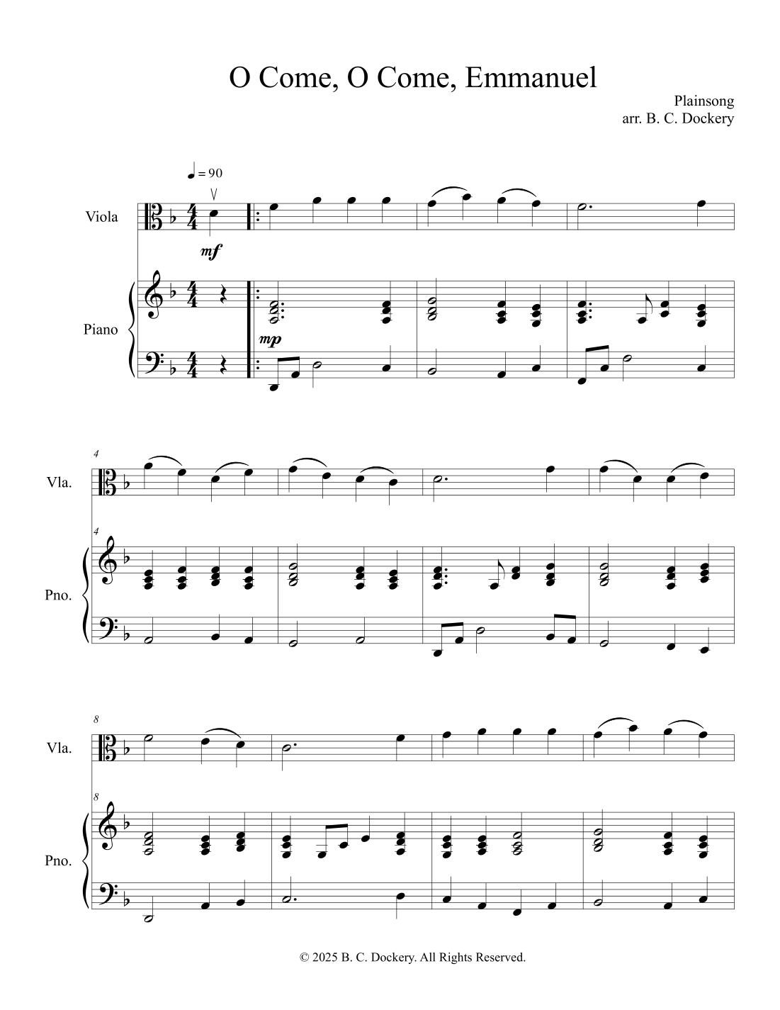 O Come, O Come, Emmanuel (Viola Solo with Piano Accompaniment) (arr. B ...