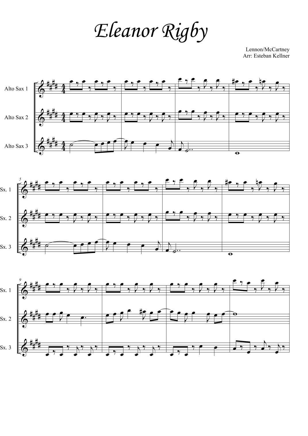 Eleanor Rigby (arr. Esteban Kellner) by David Cook Sheet Music for ...