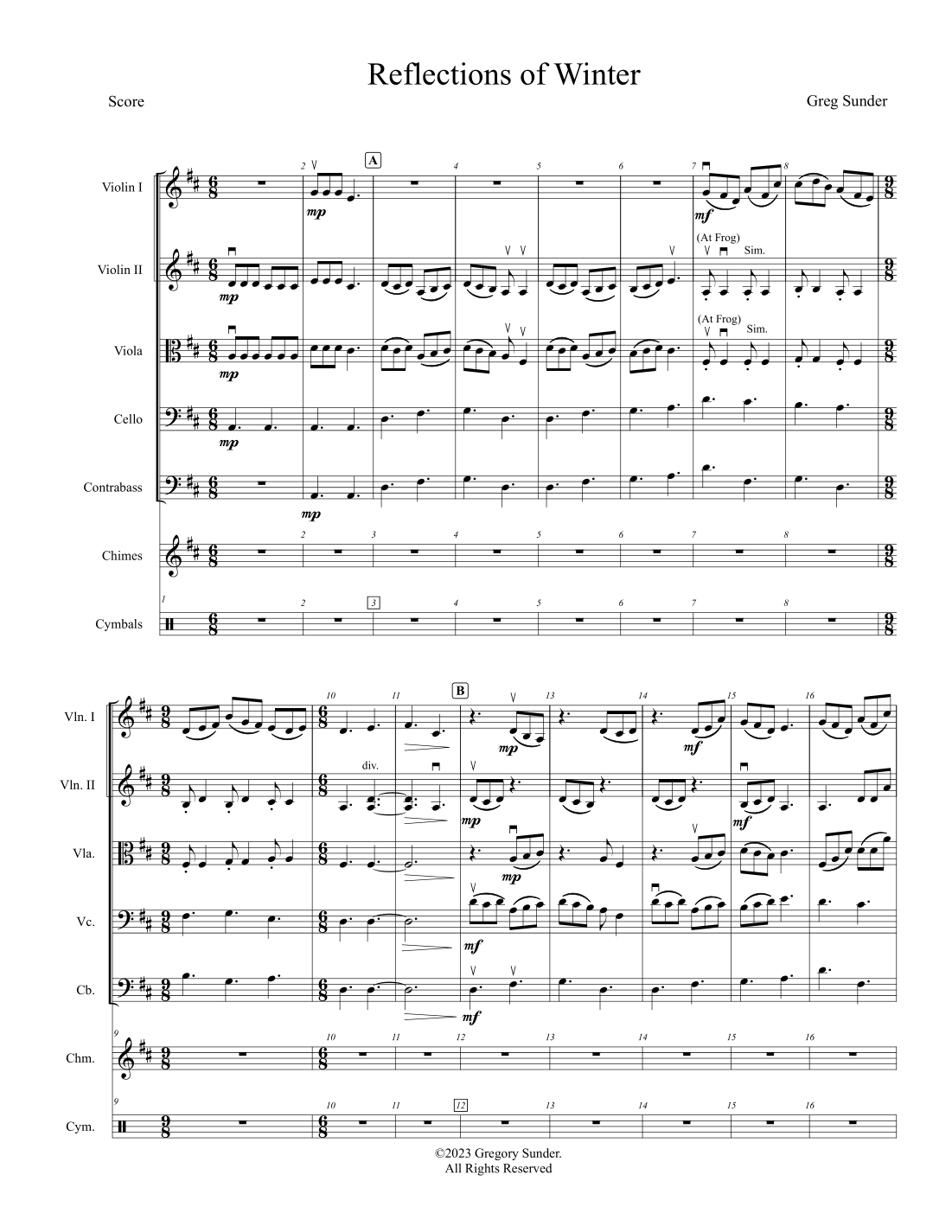 Reflections of Winter Sheet Music | Greg Sunder | Orchestra