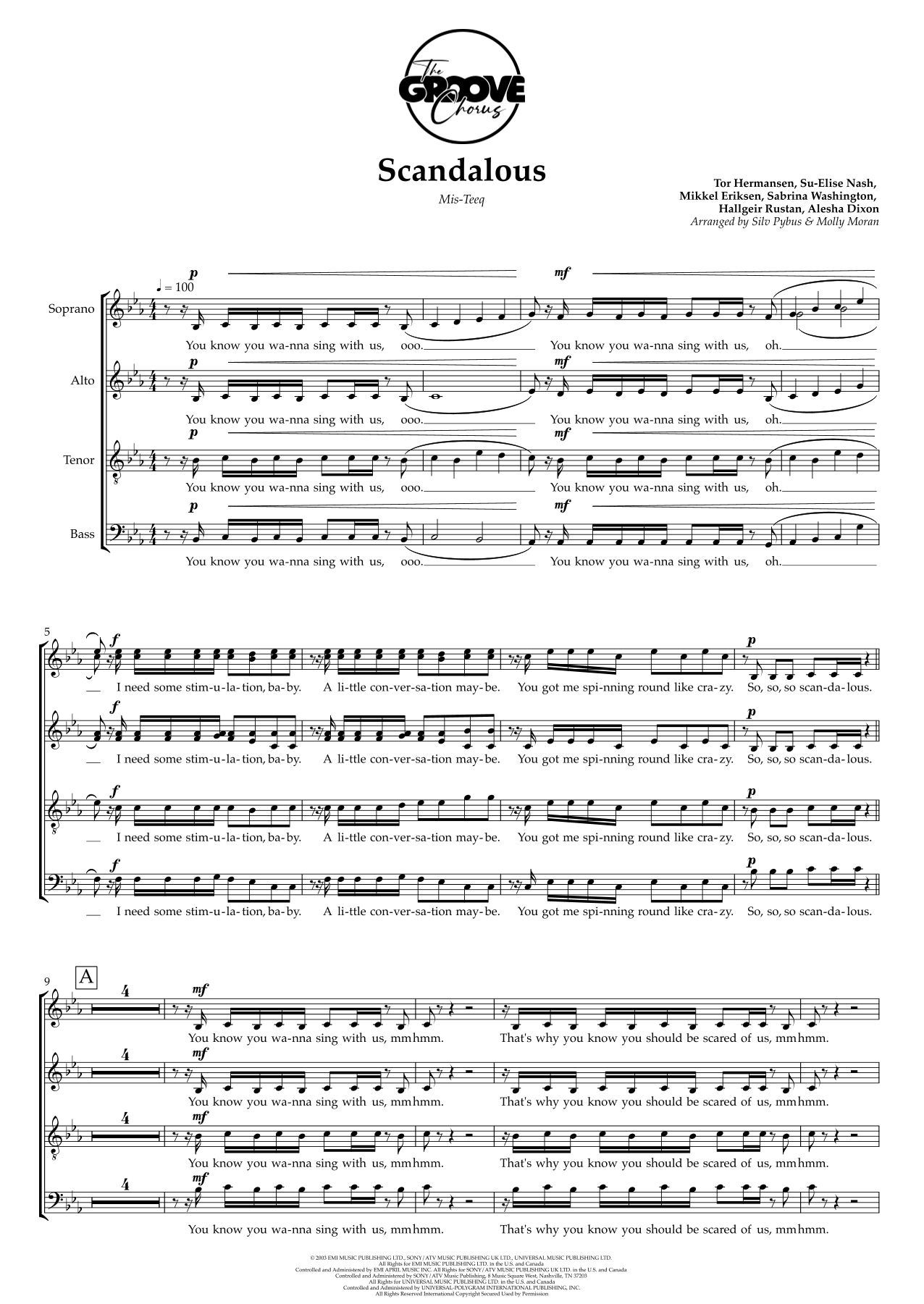 Scandalous (arr. Silv Pybus) by Mis-Teeq Sheet Music for SATB Choir at ...