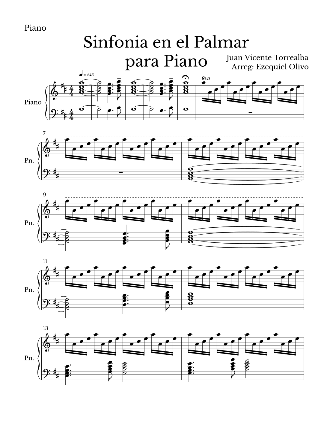 Sinfonía en el Palmar para piano (arr. Ezequiel Olivo) by Juan Vicente ...