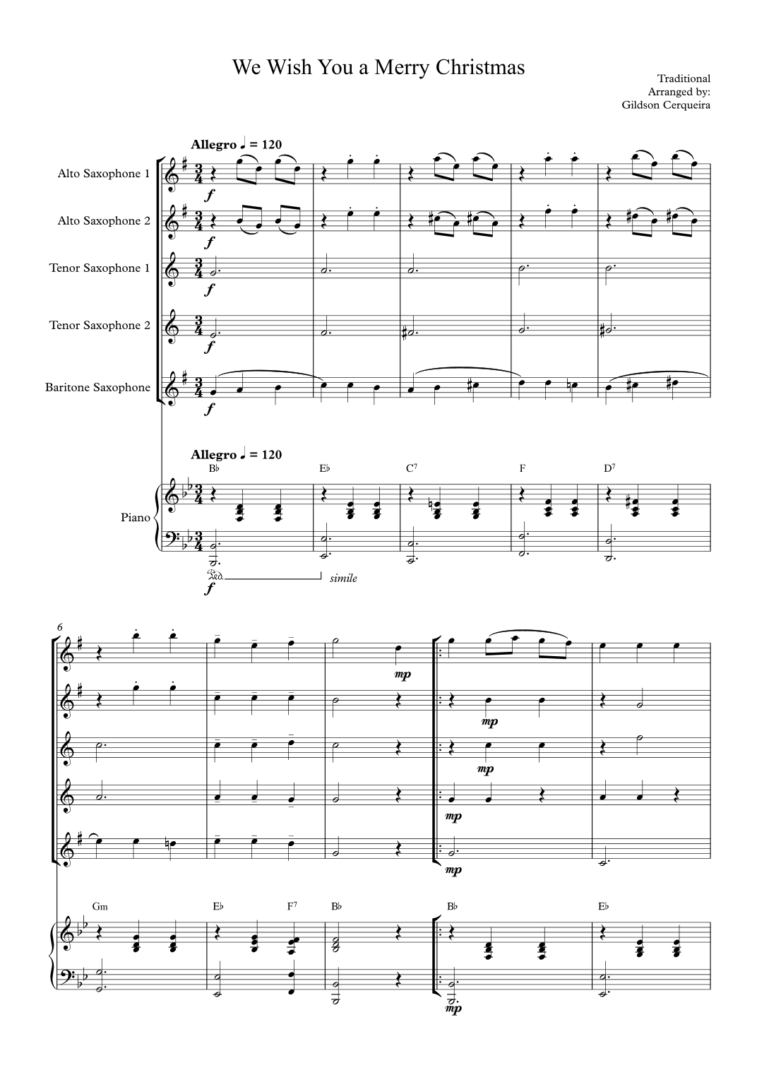 We Wish You a Merry Christmas (arr. Gildson Cerqueira) by Traditional ...