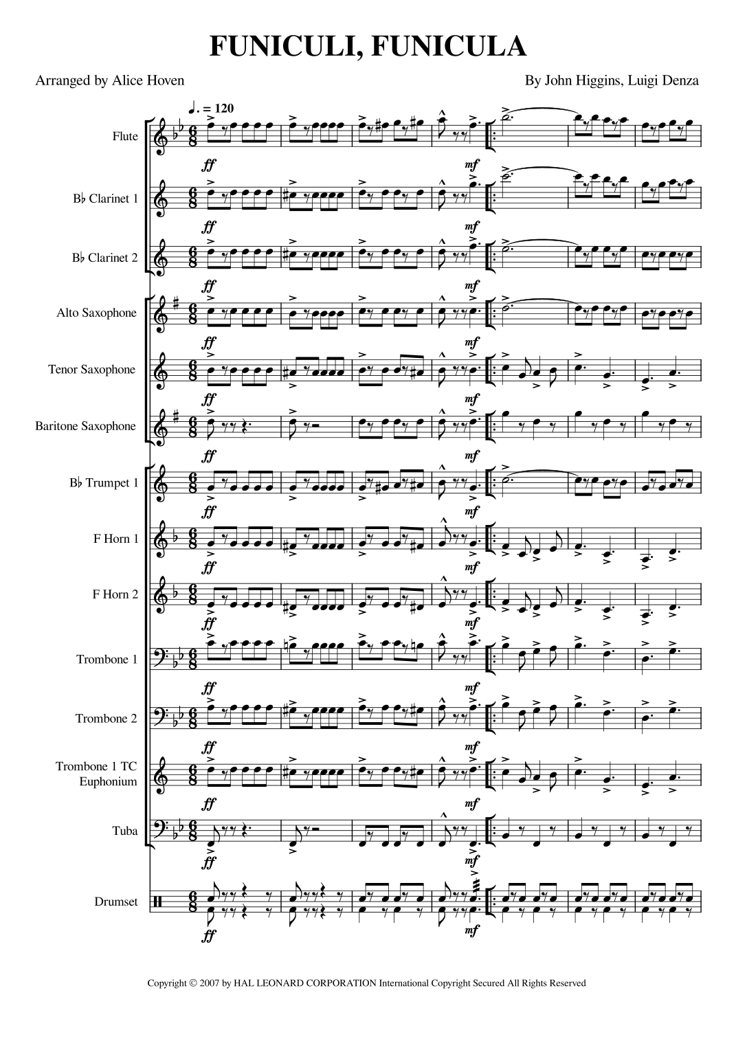 Funiculi Funicula (arr. Alice Hoven) por Luigi Denza Partituras para ...