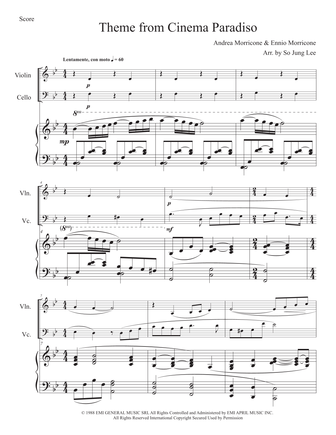 Love Theme (Tema D'amore) (arr. Sojung Lee) by Andrea Morricone Sheet ...