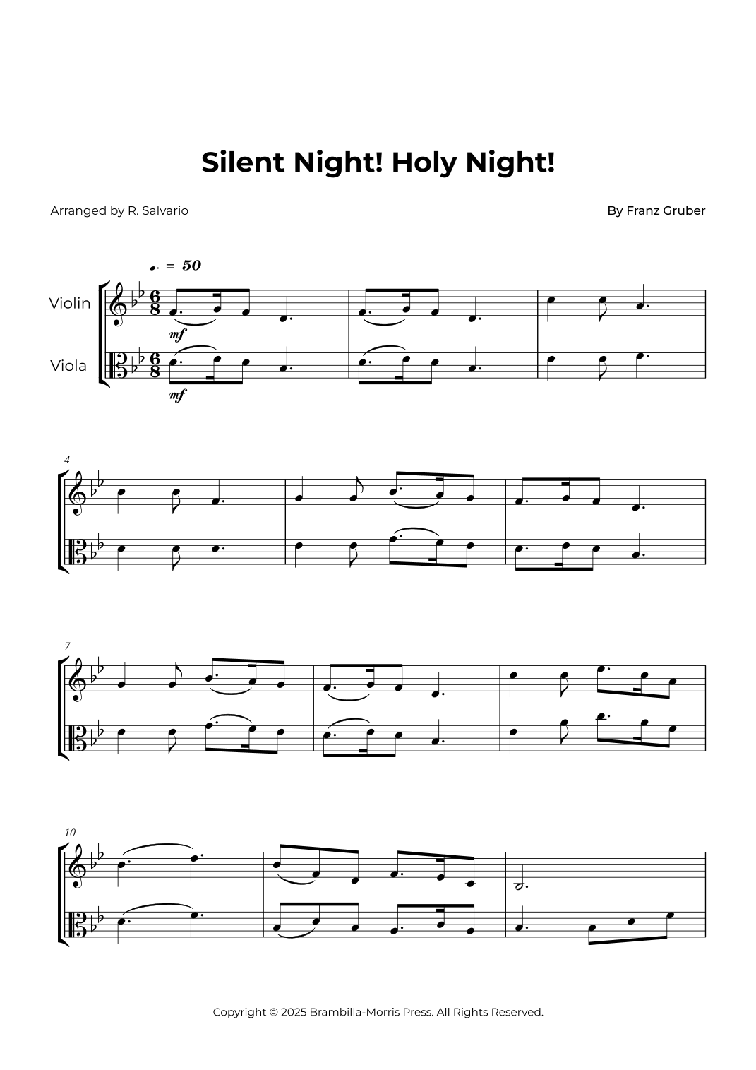 Silent Night! Holy Night! - Violin and Viola Duet (arr. R. Salvario) by ...