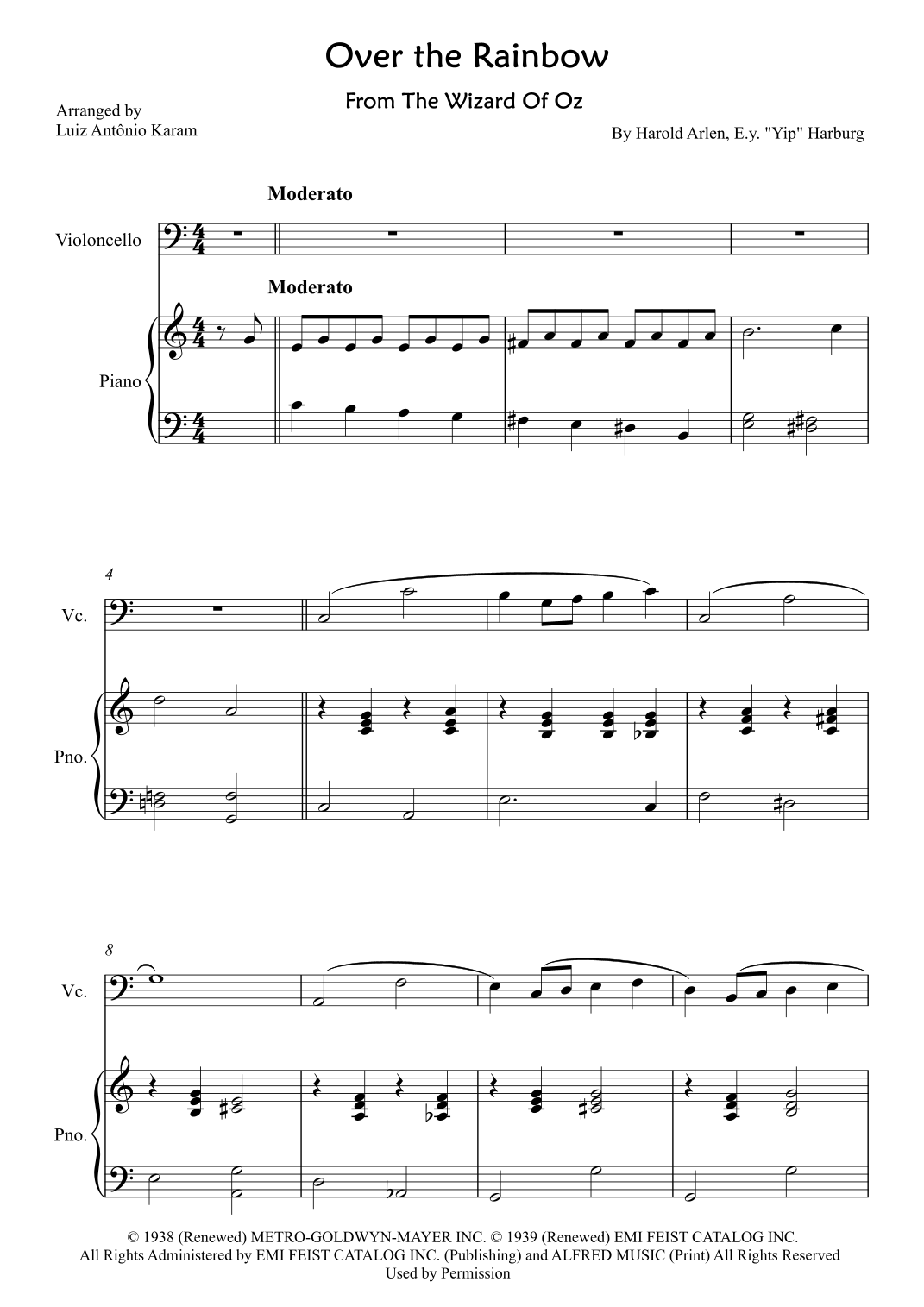 Over The Rainbow (arr. Luiz Antônio Karam) by Judy Garland Sheet Music ...