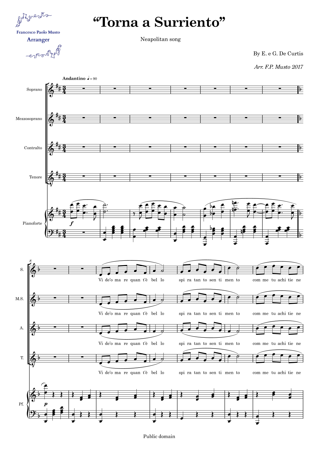 Torna a Surriento (arr. Francesco Paolo Musto) by Ernesto e ...