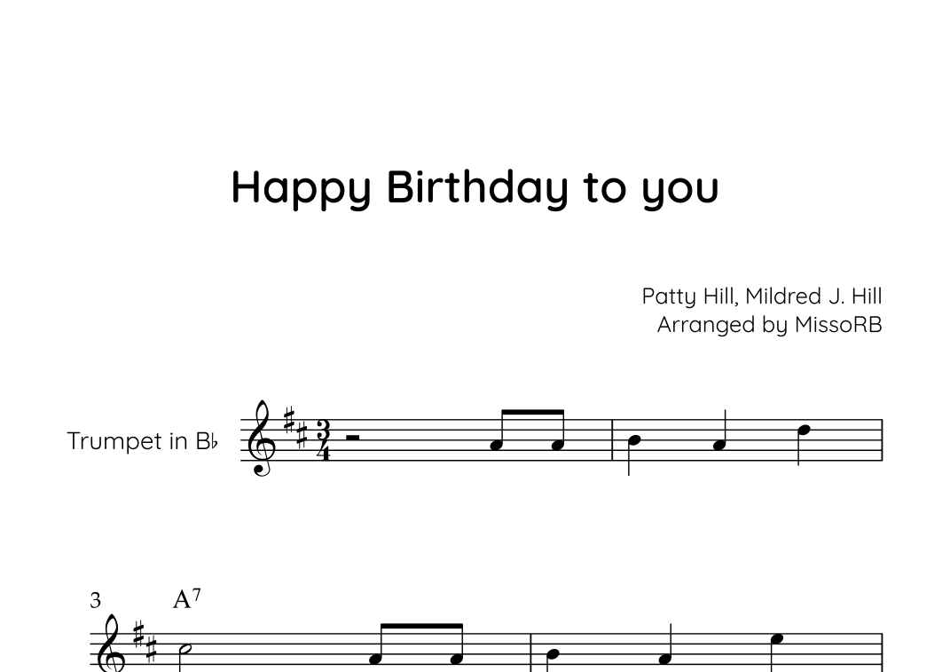 Happy Birthday to you - Trumpet in C With Chords - Easy (arr. MissoRB ...