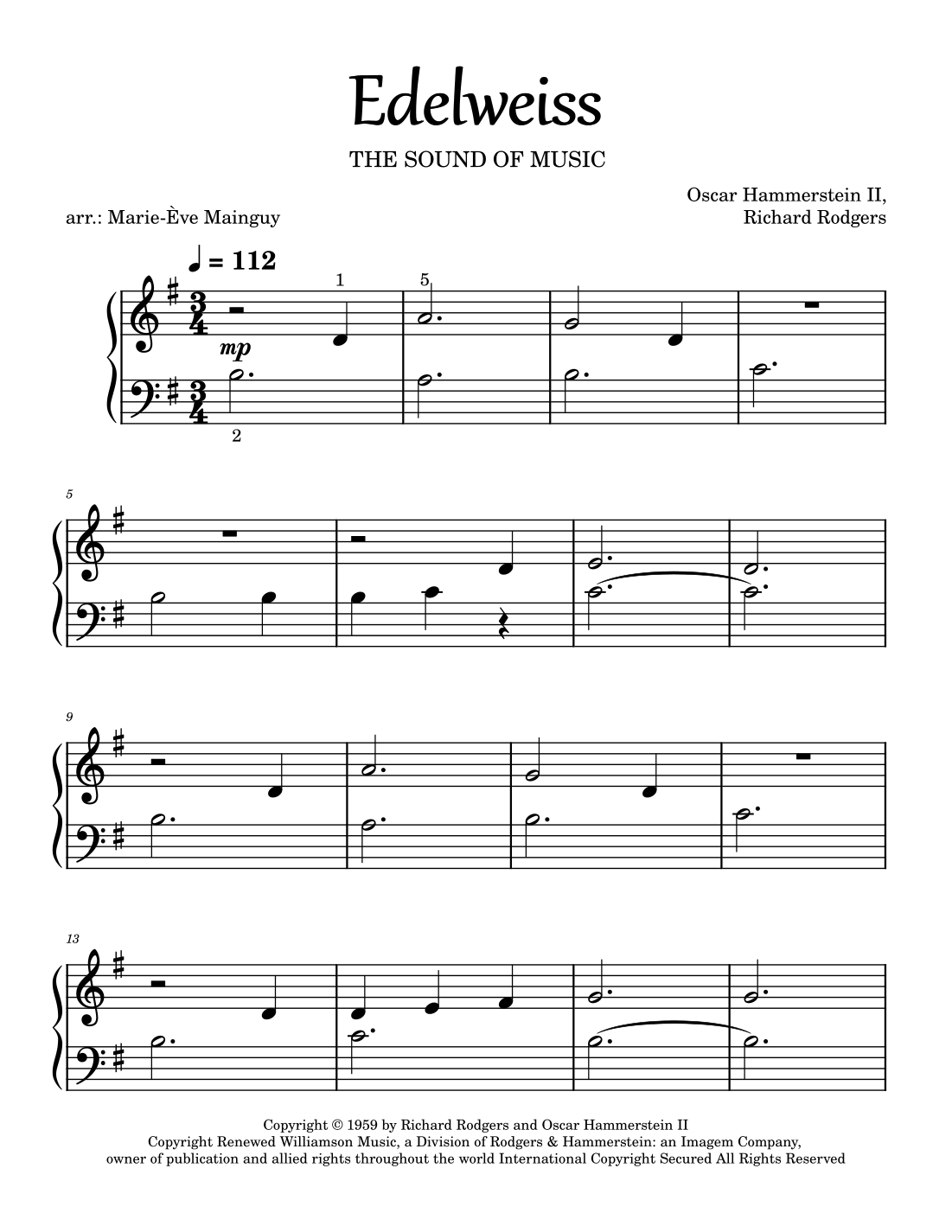 Edelweiss (arr. Marie-Ève Mainguy) by Christina Perri Sheet Music for ...