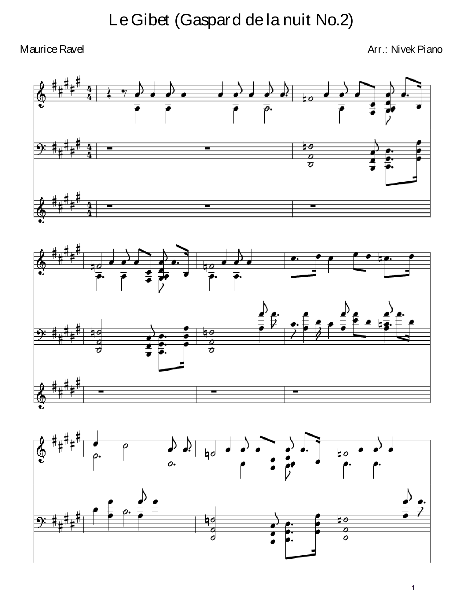 Le Gibet (Gaspard de la nuit No.2) - Maurice Ravel (arr. Nivek Piano ...