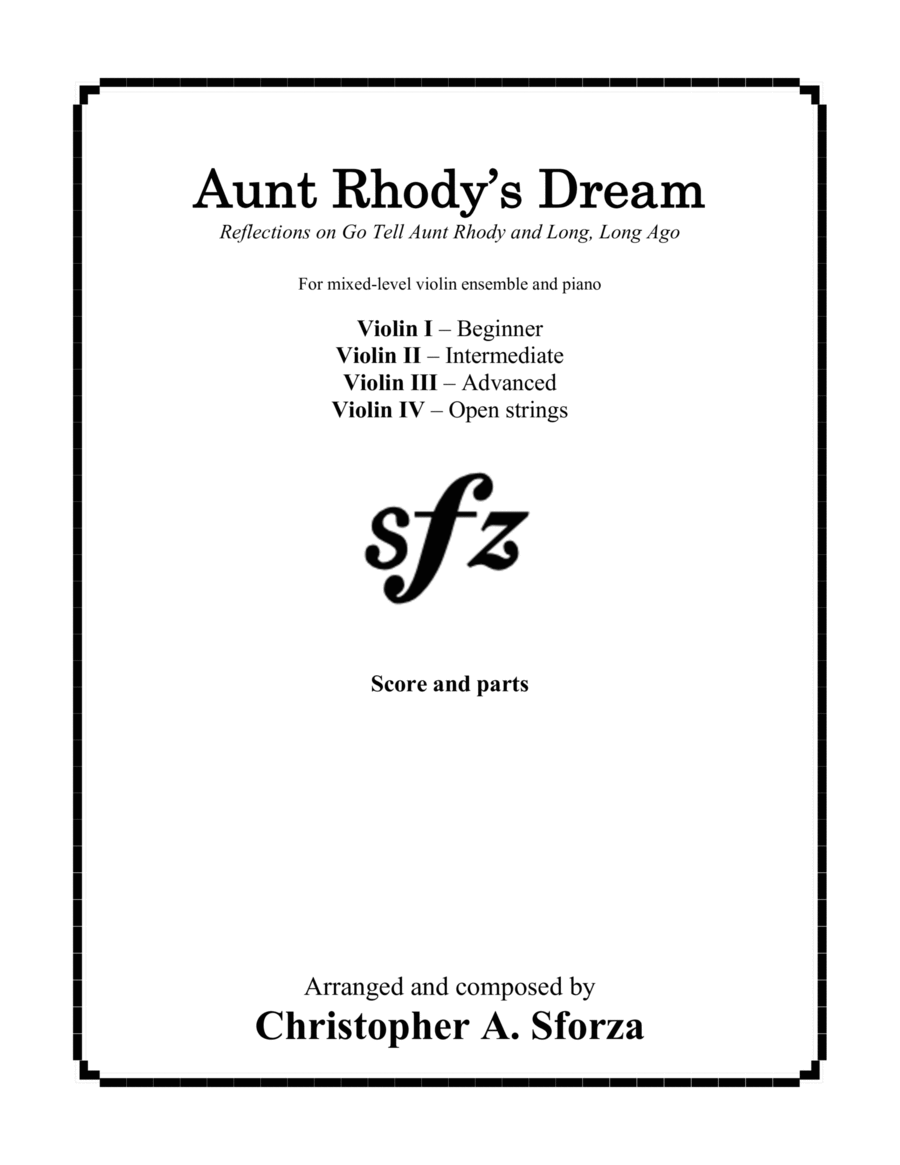 Aunt Rhody's Dream (arr. Christopher A. Sforza) by T.H. Bayly, Jean ...