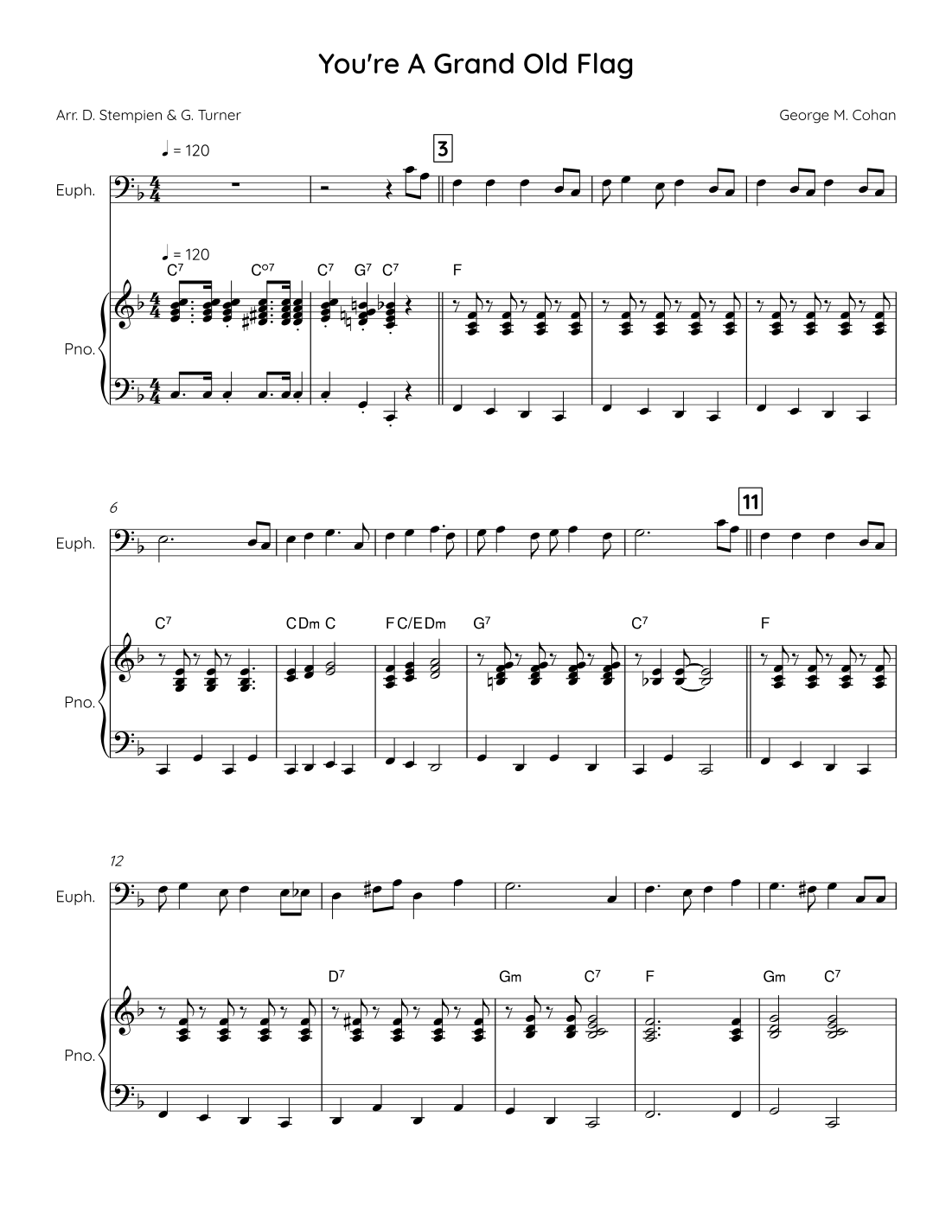 You're A Grand Old Flag (Voice, Euphonium, Piano Accompaniment) Key of ...