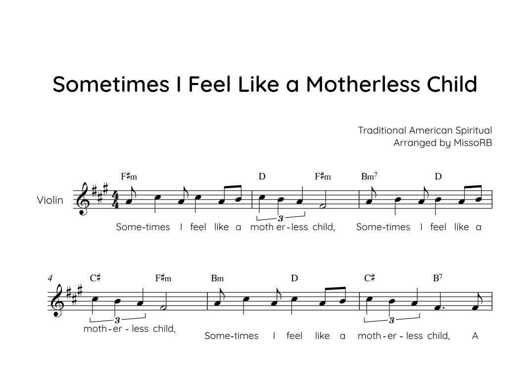 Sometimes I Feel Like A Motherless Child - Trombone in F#m With Chords ...
