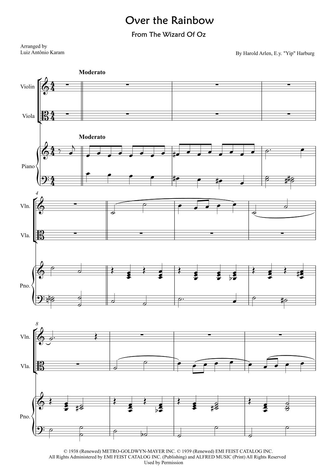 Over The Rainbow (arr. Luiz Antônio Karam) by Judy Garland Sheet Music ...