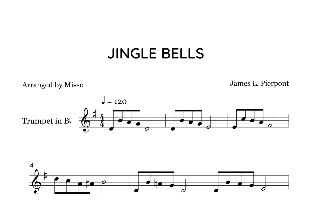 Jingle Bells - Trumpet in F Major (Easy) (arr. MissoRB) by James L ...