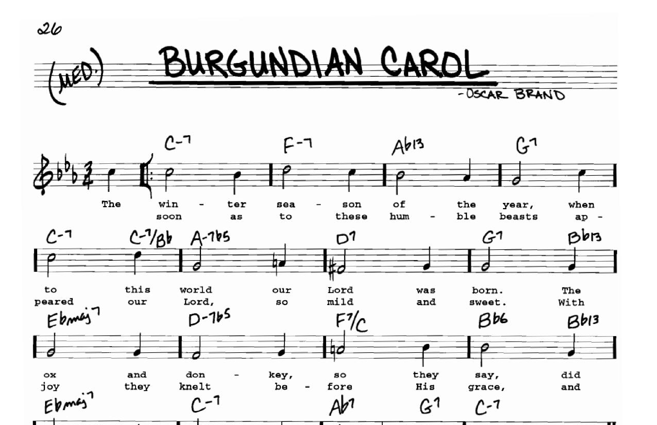 BURGUNDIAN CAROL - Lead Sheet (arr. Oscar Brand) by Oscar Brand Sheet ...