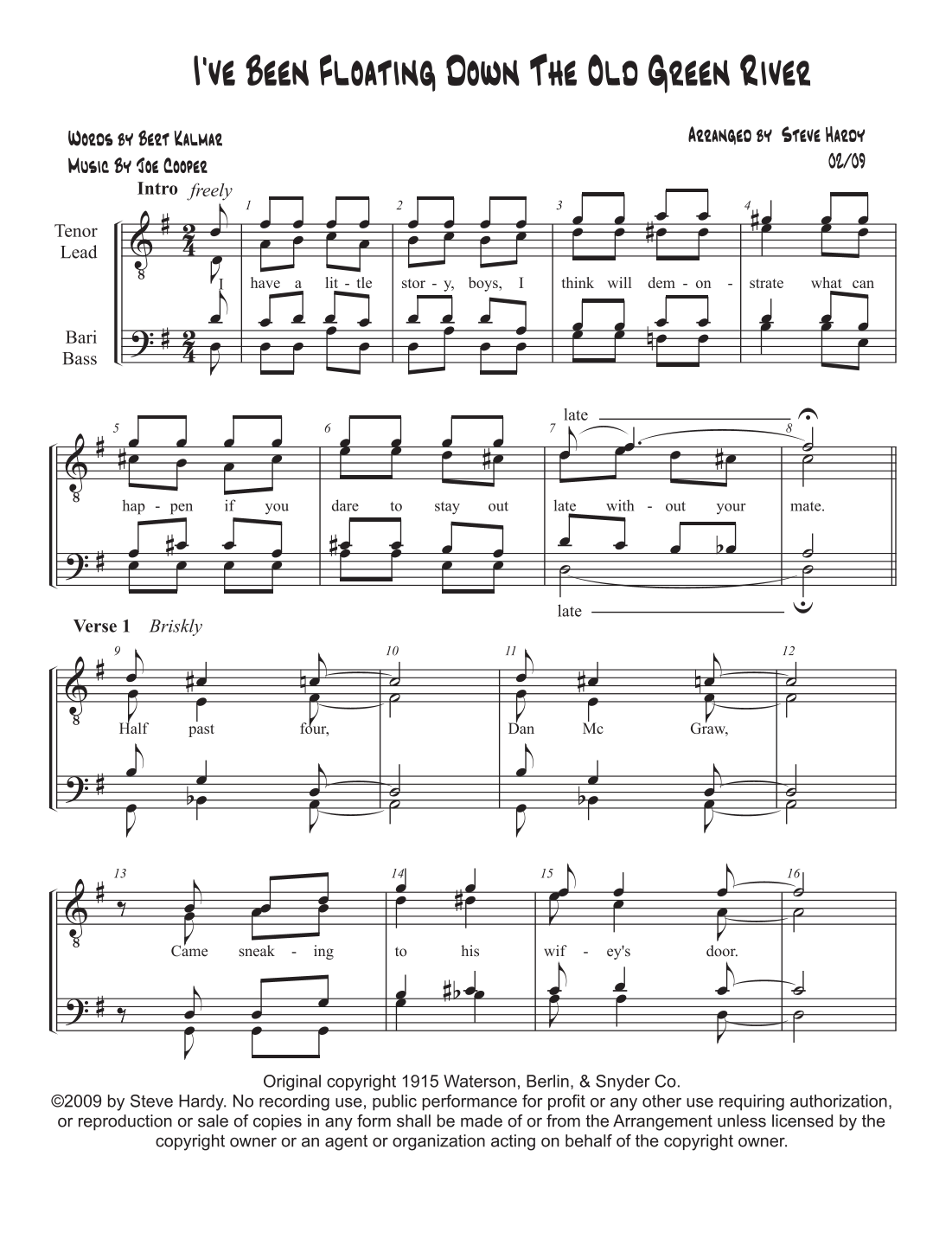 I Was Floating Down The Old Green River (arr. Steve Hardy) by Billy ...