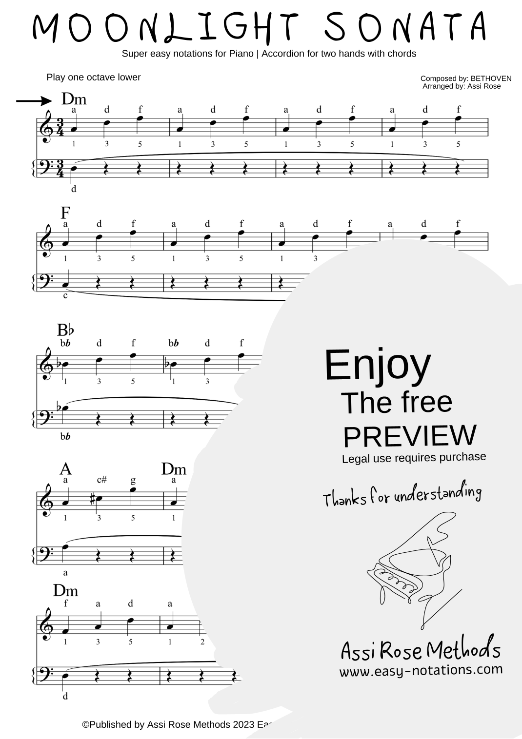 Moonlight Sonata arr Assi Rose By Assi Rose Sheet Music For Easy Moonlight Sonata arr Assi Rose By Assi Rose Sheet Music For Easy