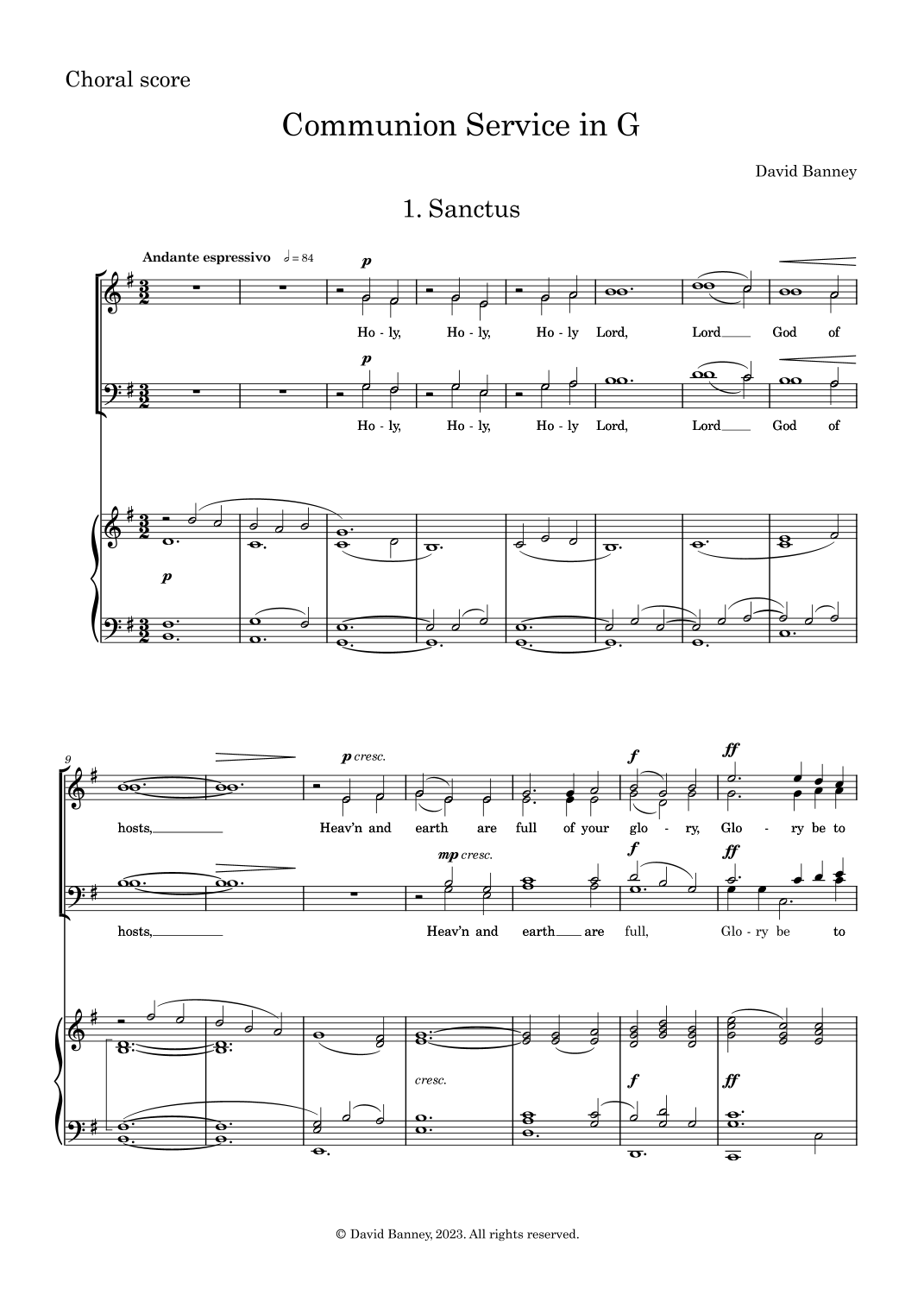 Communion Service in G by David Banney Sheet Music for SATB Choir at ...