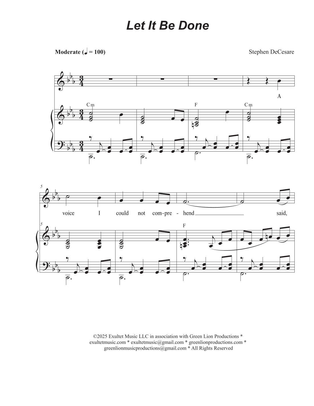 Let It Be Done (Female Solo Voice) by Stephen DeCesare Sheet Music for ...