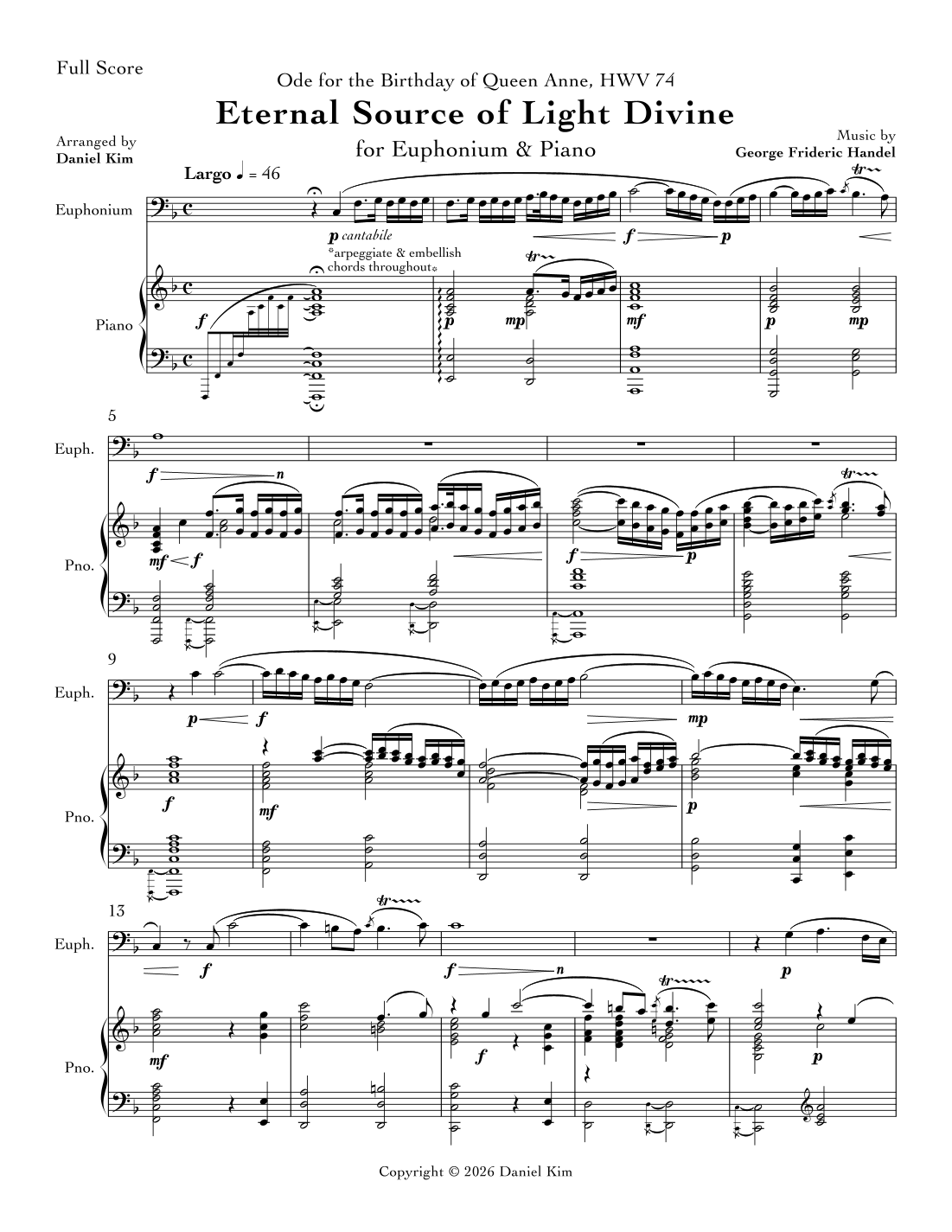 Eternal Source of Light Divine (Euphonium & Piano) (arr. Daniel Kim) by ...