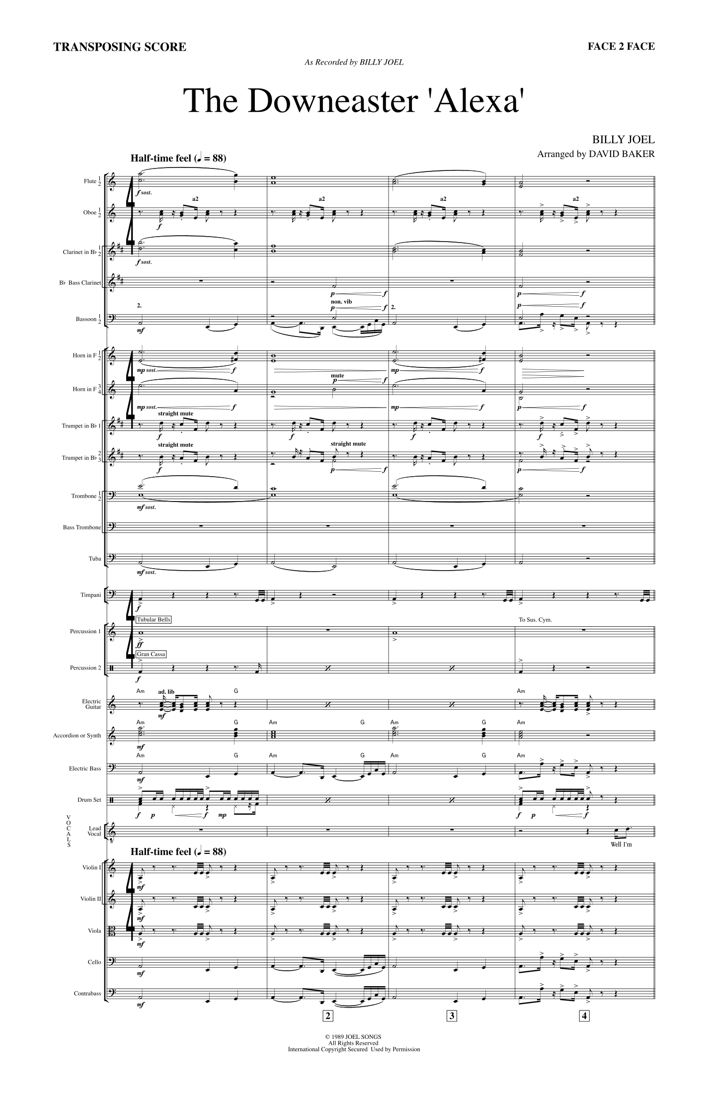 THE DOWNEASTER "ALEXA" (ARR. DAVID BAKER) PAR BILLY JOEL PARTITIONS ...