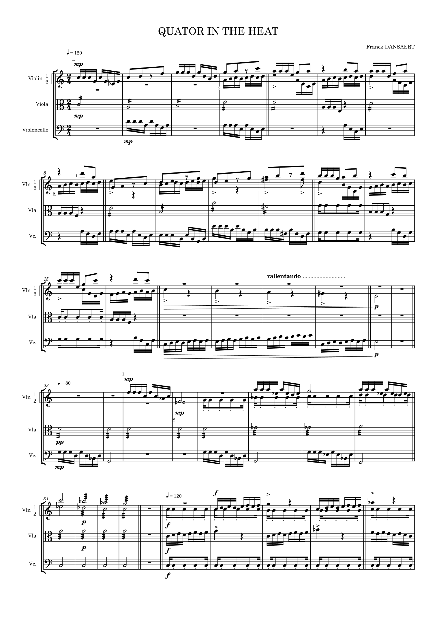 Quatuor in the Heat - Score Only by Franck Dansaert Sheet Music for ...