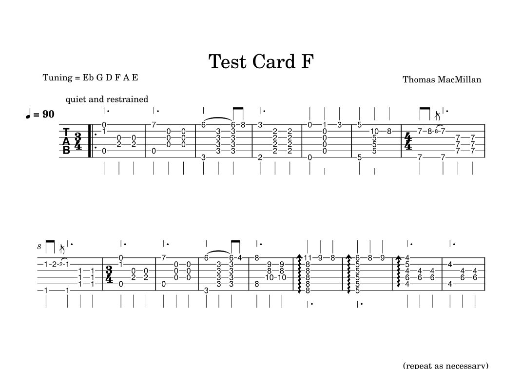 Test Card F (Guitar Tab) by Thomas MacMillan Sheet Music for Guitar Tab ...