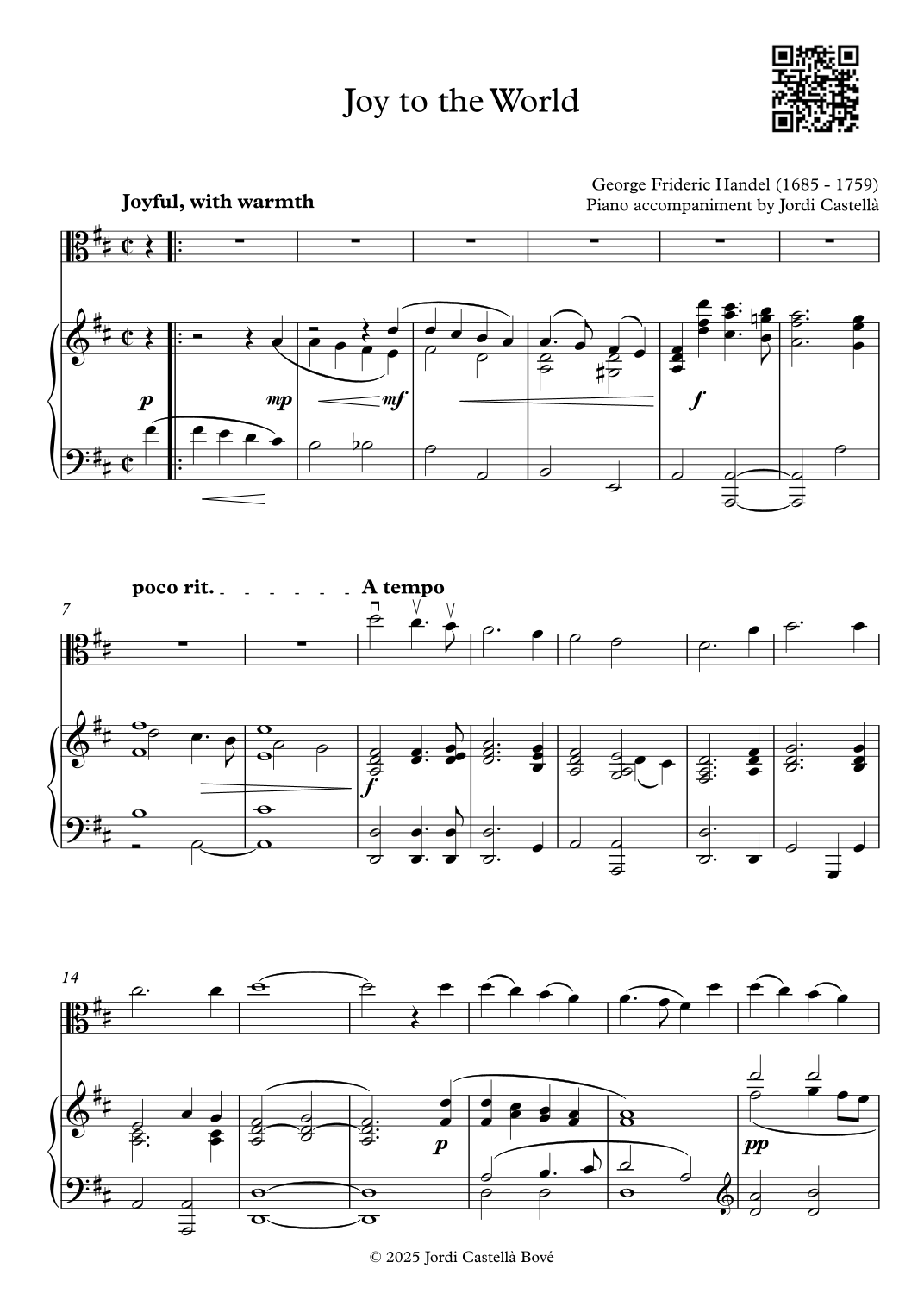 Joy to the World (arr. Jordi Castellà Bové) by Classical Piano ...