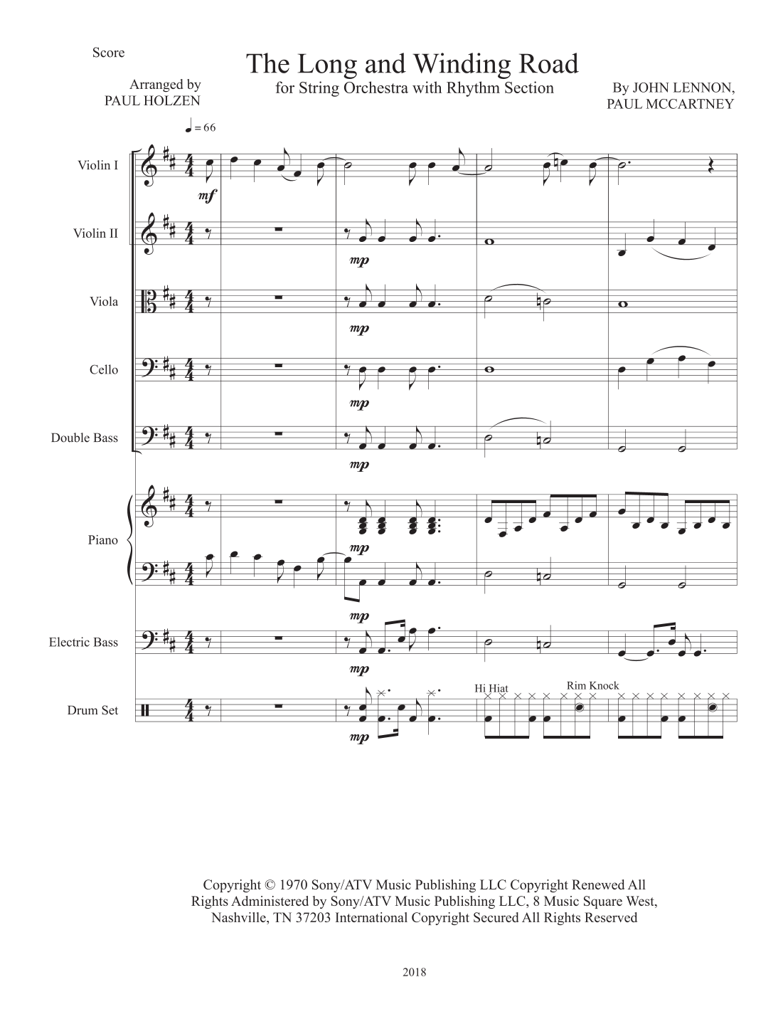 The Long And Winding Road (arr. Paul Holzen) by The Beatles Sheet Music ...