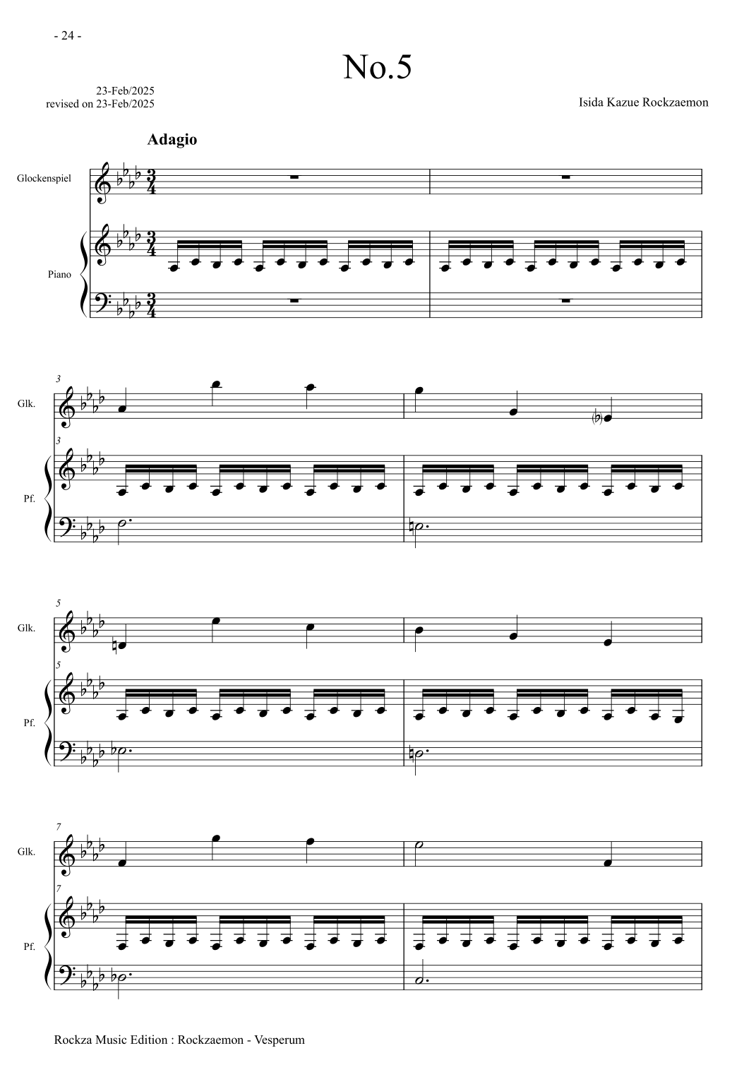 Prelude for Glockenspiel and Piano, "Vesperum" No.5 by Isida Kazue ...
