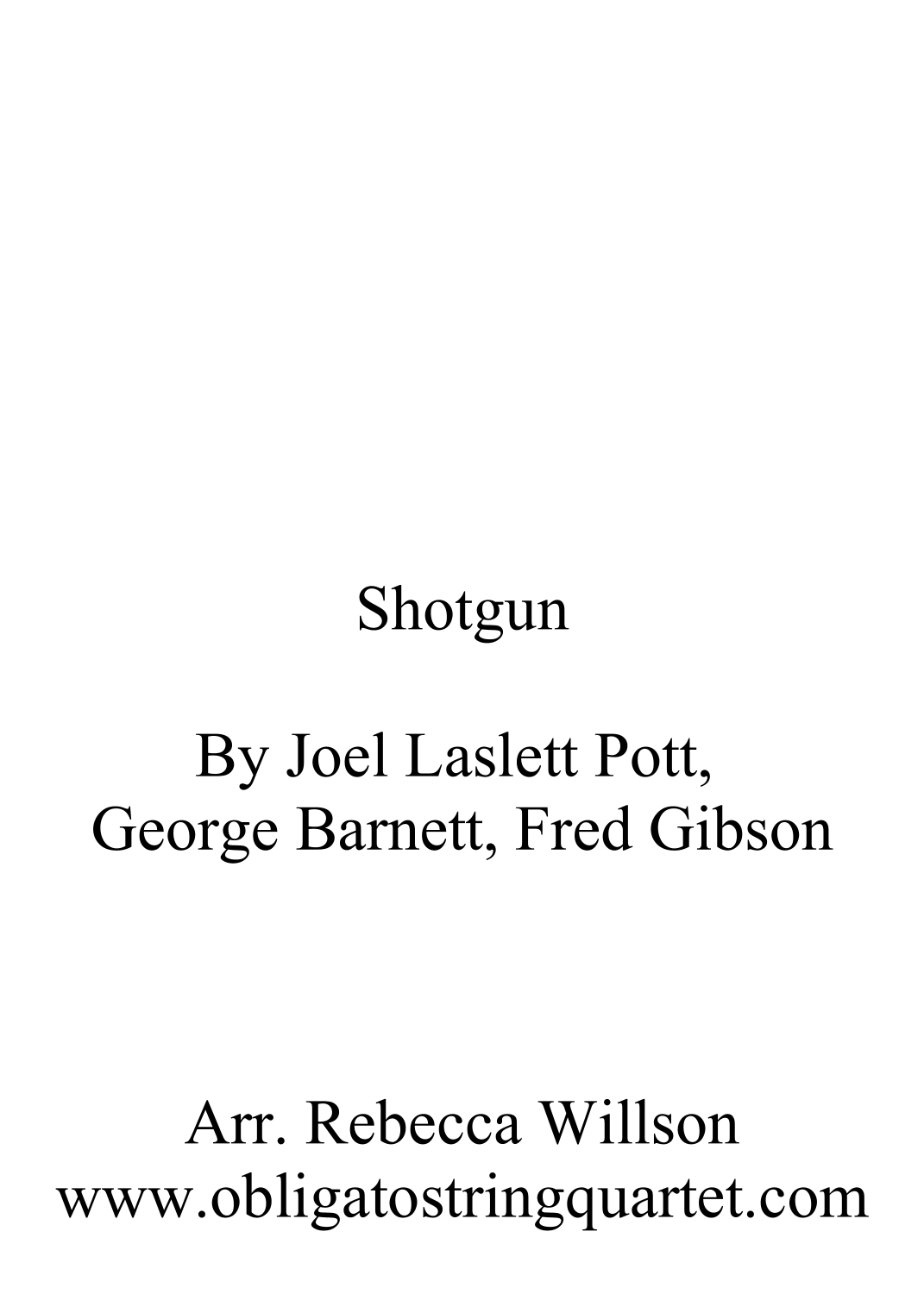 Shotgun (arr. Rebecca Willson) by George Ezra Sheet Music for String ...