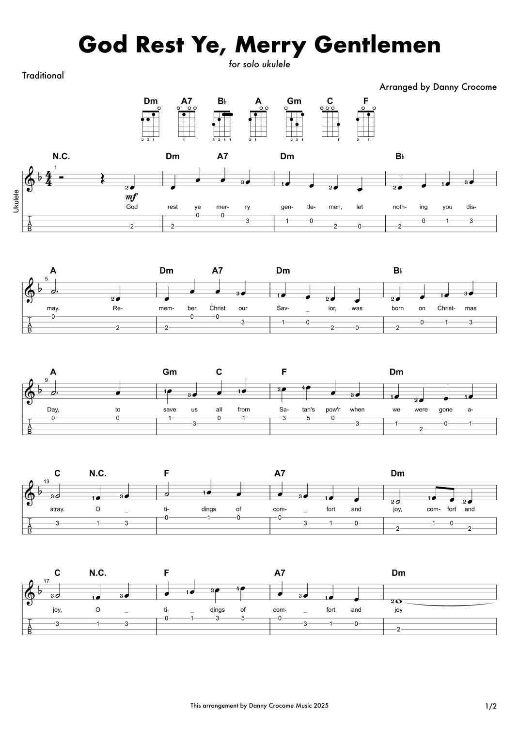 God Rest Ye, Merry Gentlemen (arr. Danny Crocome) by Traditional Sheet ...