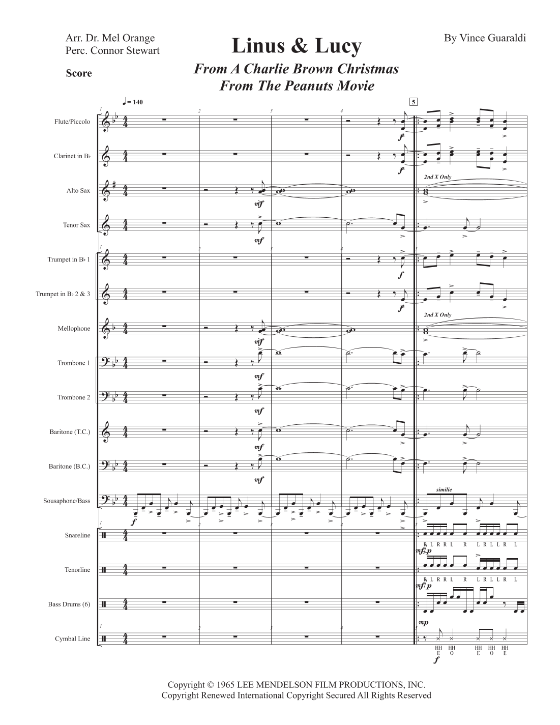 Linus And Lucy (arr. Mel Orange) by Vince Guaraldi Trio Sheet Music for ...