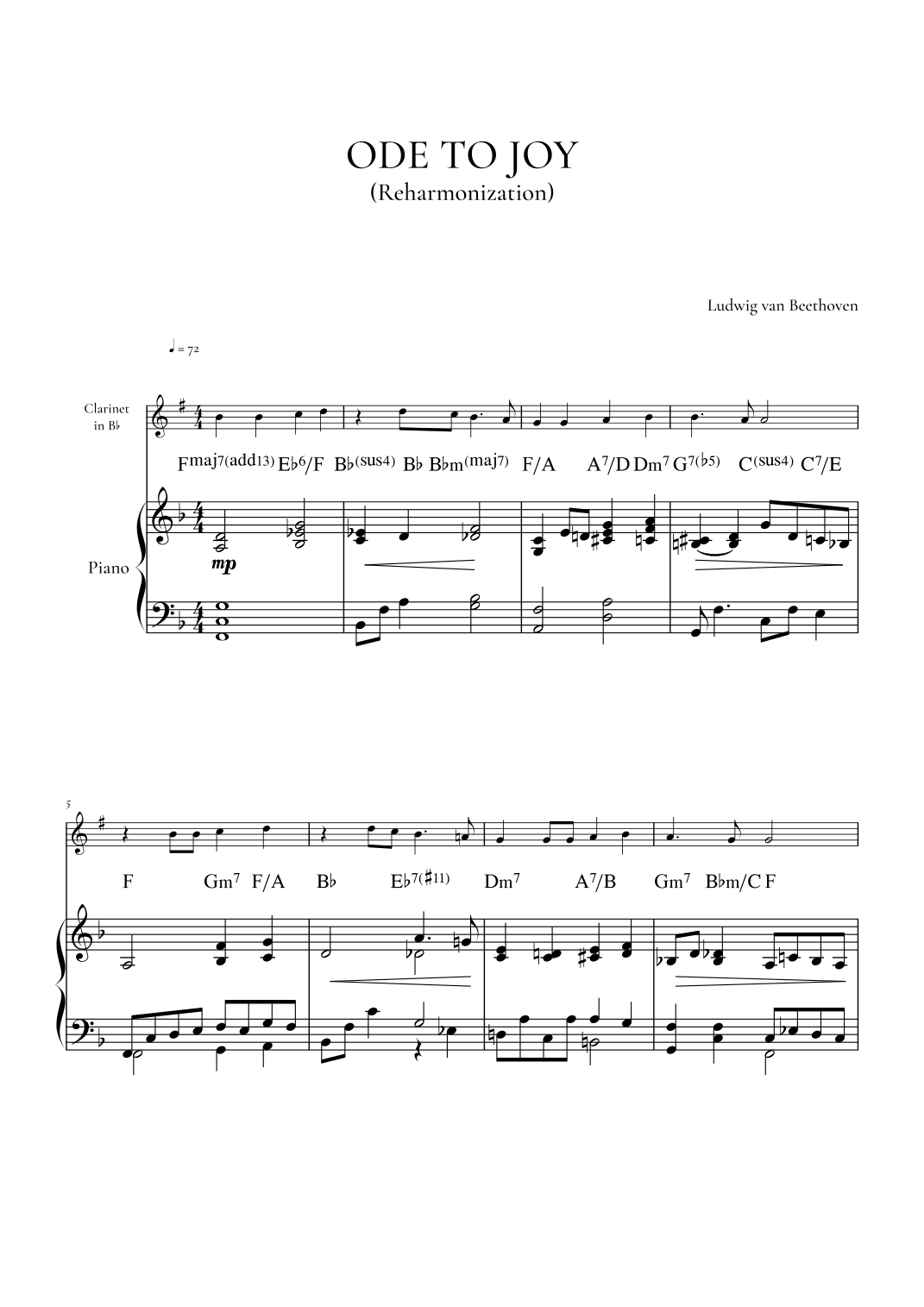 ODE TO JOY (REHARMONIZATION) (ARR. PHEE) POR LUDWIG VAN BEETHOVEN ...