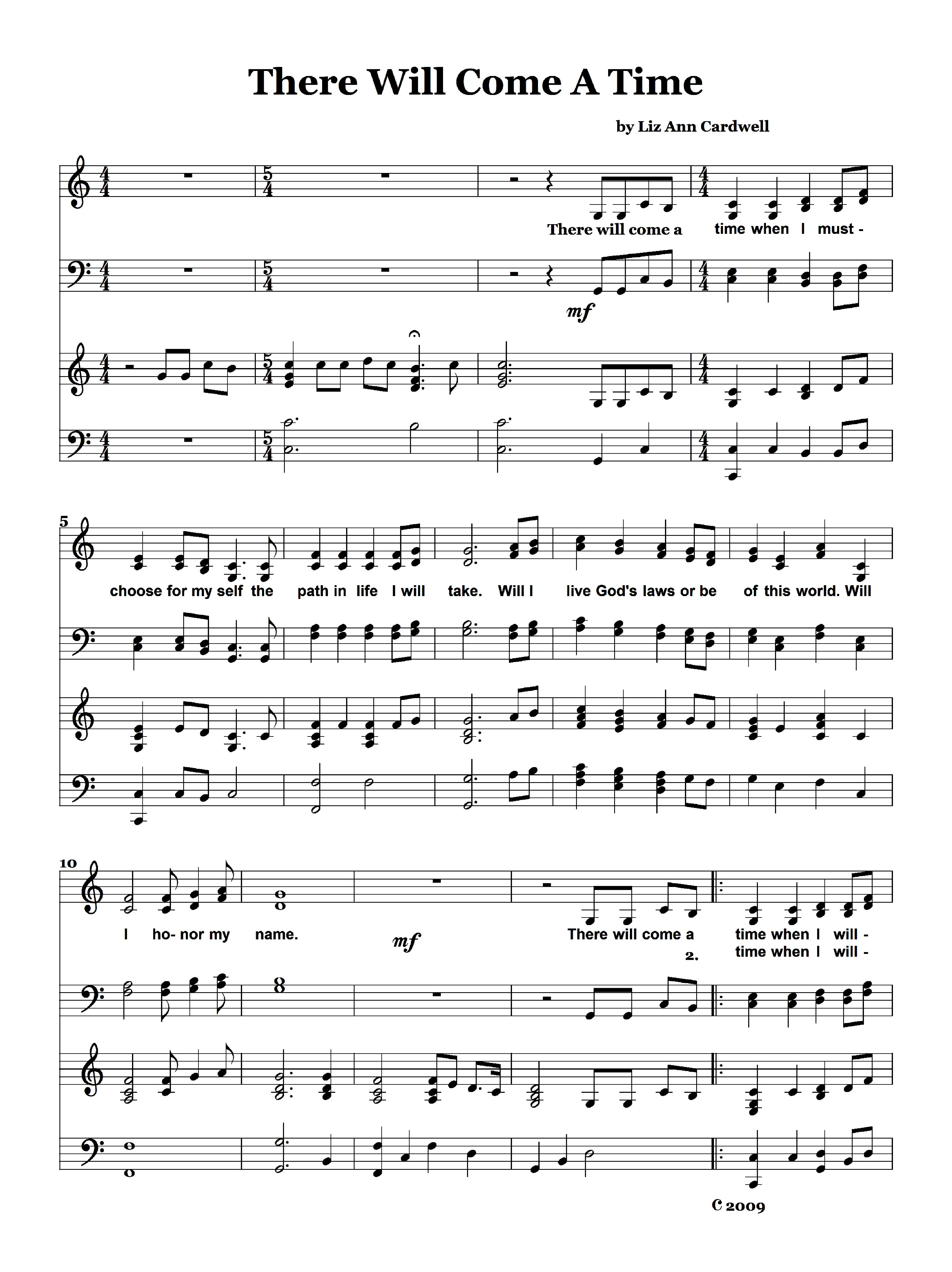 There Will Come A Time by Liz Ann Cardwell Sheet Music for Piano ...