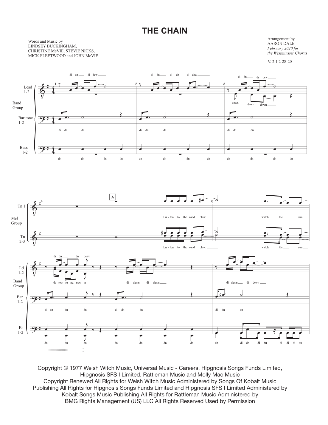 The Chain (arr. Aaron Keith Dale) by Fleetwood Mac Sheet Music for TTBB ...