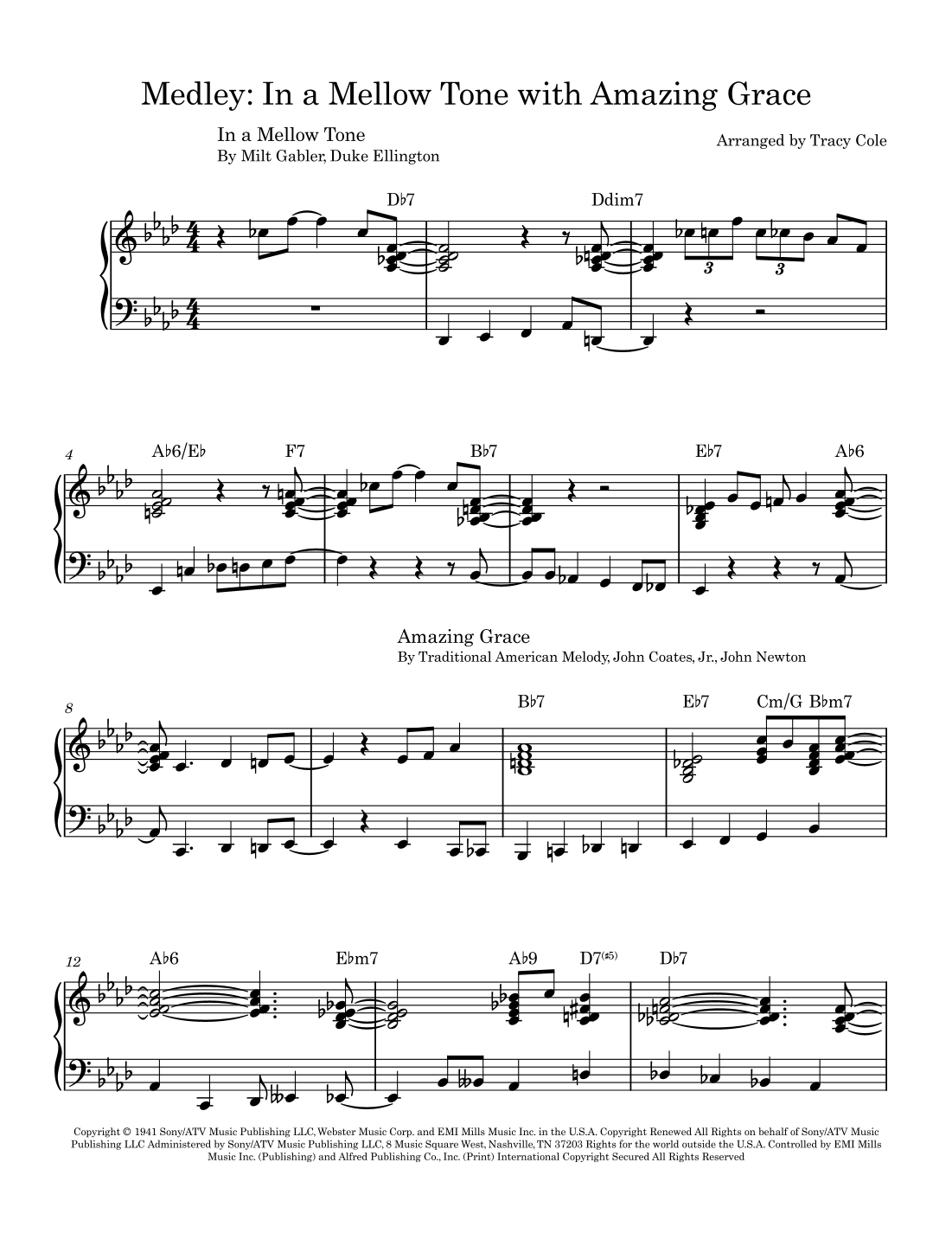 Medley: In A Mellow Tone with Amazing Grace (arr. Tracy Cole) by Tracy ...