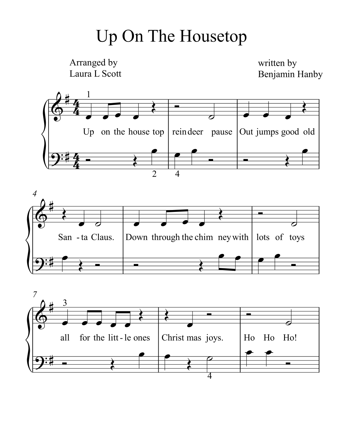 Up On The Housetop (arr. Laura L Scott) von Benjamin Hanby Noten zum ...