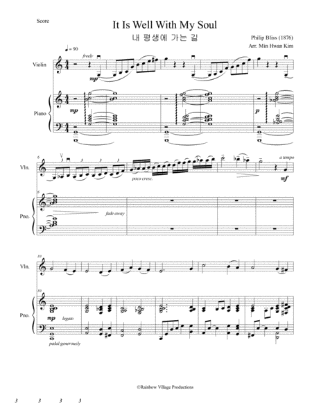 It Is Well (for Violin and Piano) (arr. Min Hwan Kim) Sheet Music ...