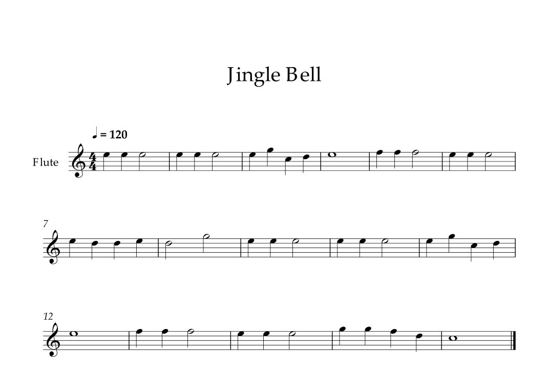 Jingle Bells (arr. Luiz Gustavo Teixeira) por James Lord Pierpont Partituras para Flauta solo en ...