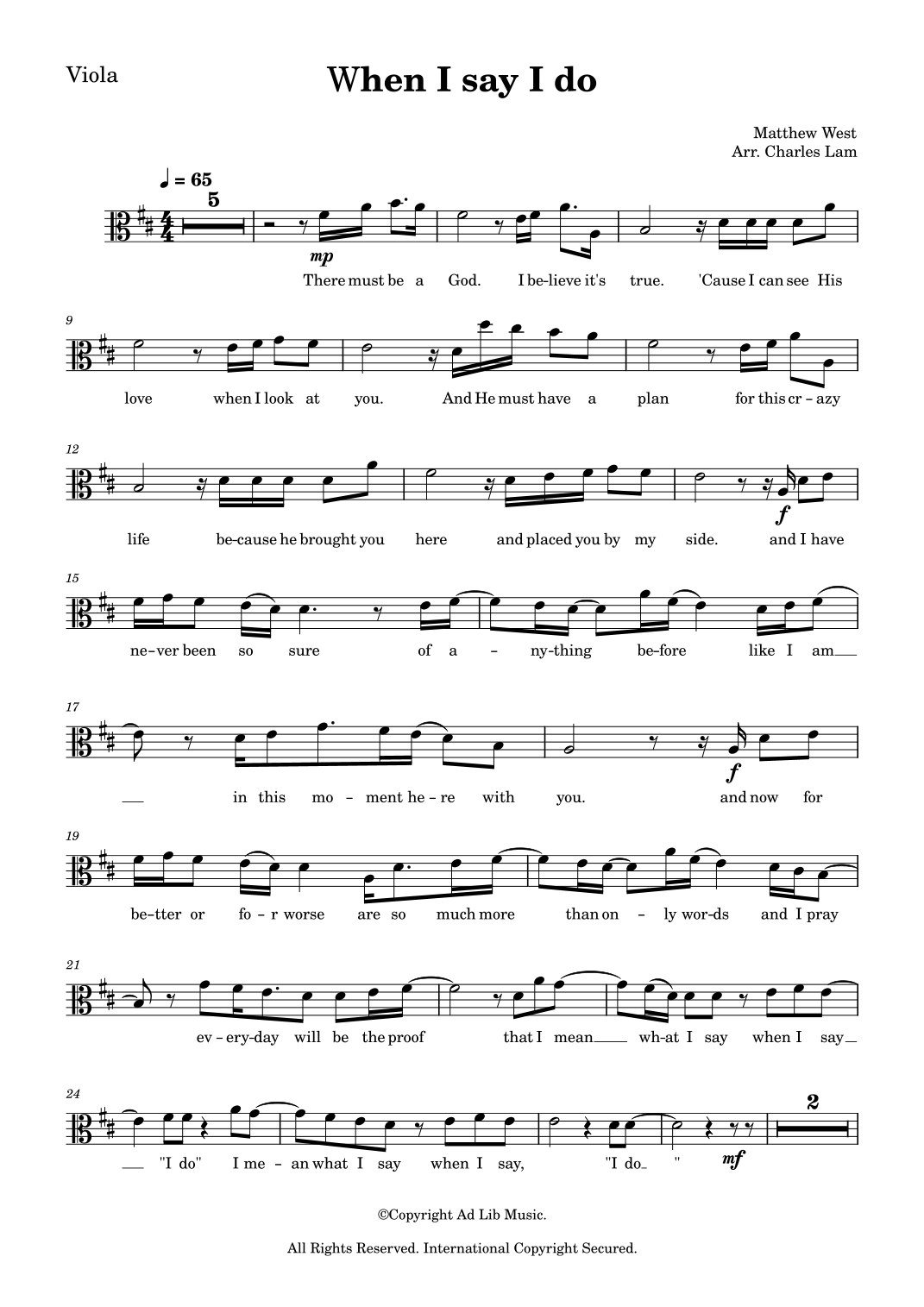 When I Say I Do arr Charles Lam By Matthew West Sheet Music For When I Say I Do arr Charles Lam By Matthew West Sheet Music For