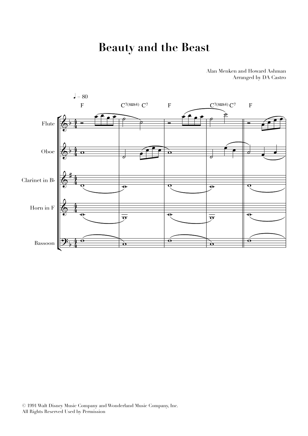 Beauty And The Beast (arr. DA Castro by Celine Dion & Peabo Bryson ...
