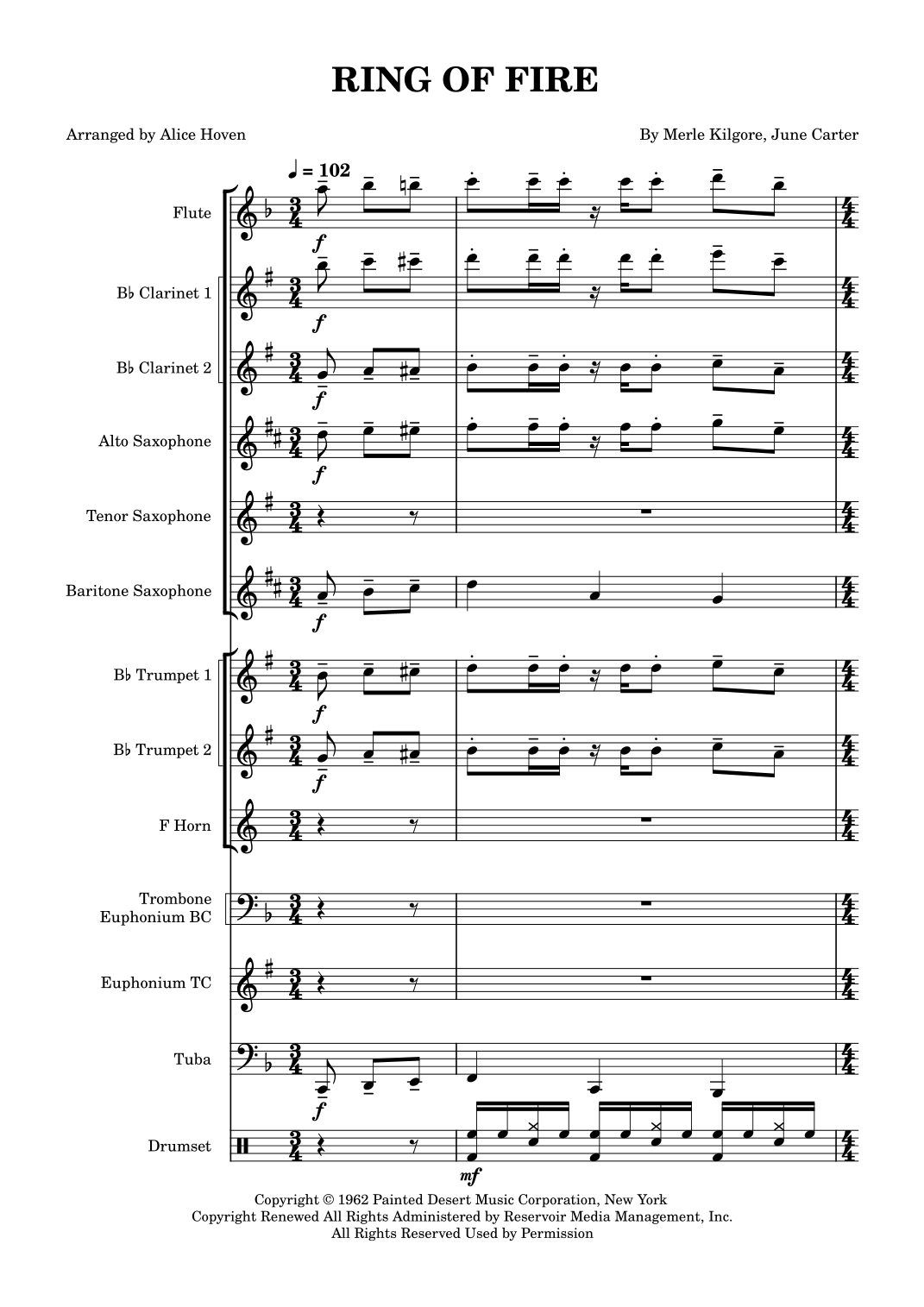 Ring Of Fire (arr. Alice Hoven) von Alan Jackson Noten zum Marching ...