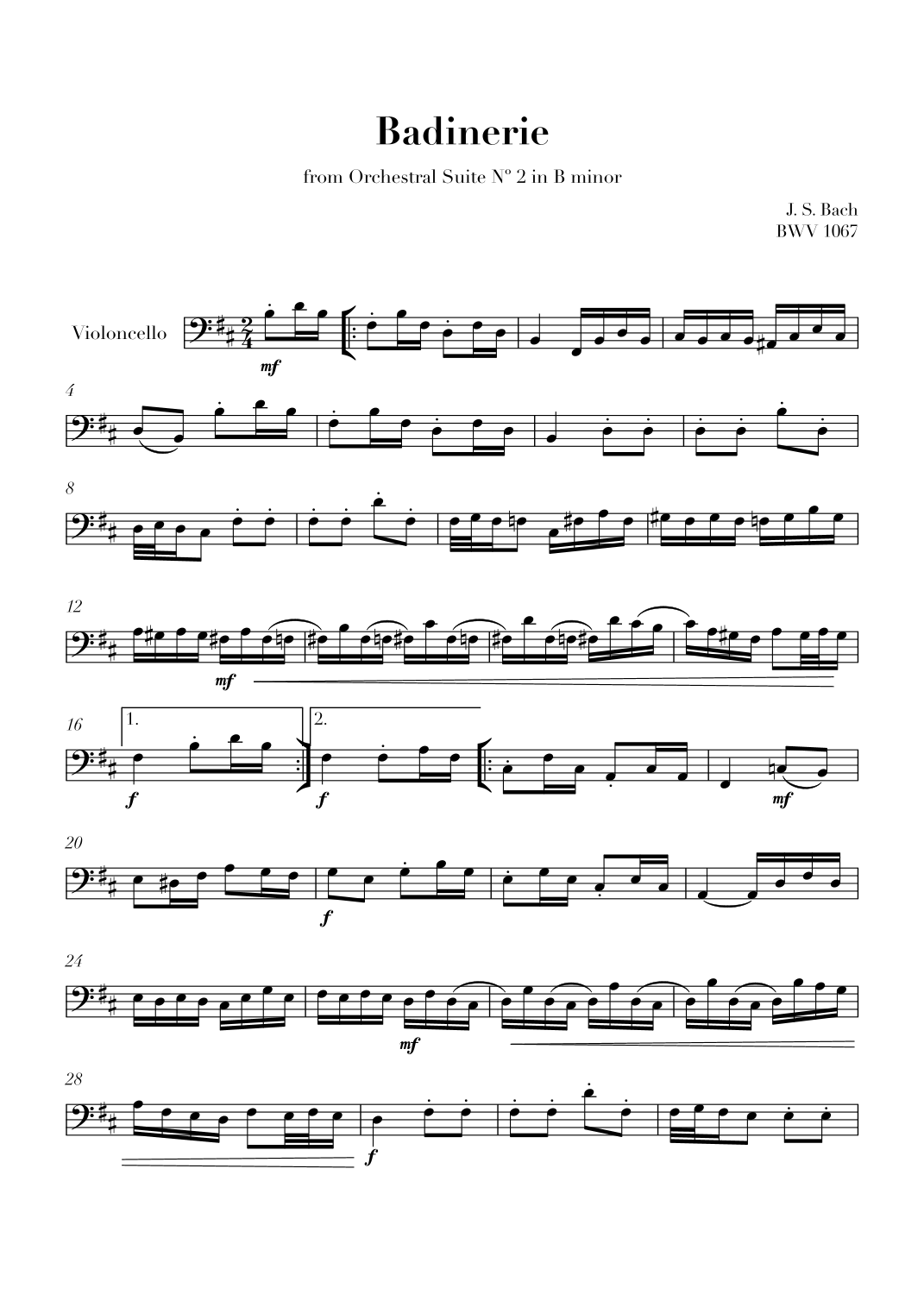 Badinerie - J. S. Bach - BWV 1067 (arr. Public Domain) by J. S. Bach ...
