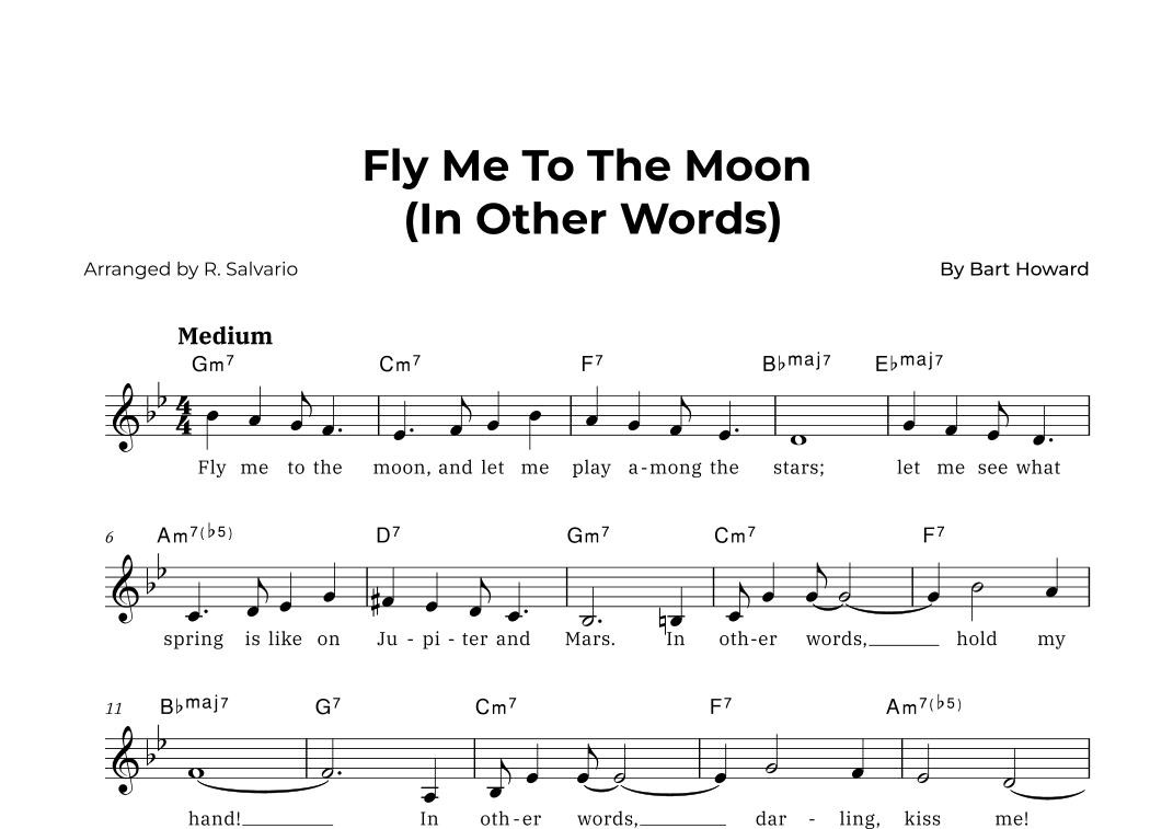 Fly Me To The Moon (In Other Words) (arr. R. Salvario) by Tony Bennett ...